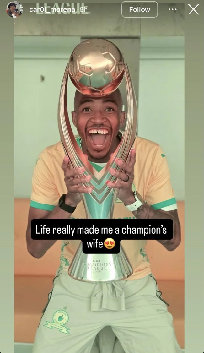 Carol Morena celebrates Thapelo's CAF Champions League victory