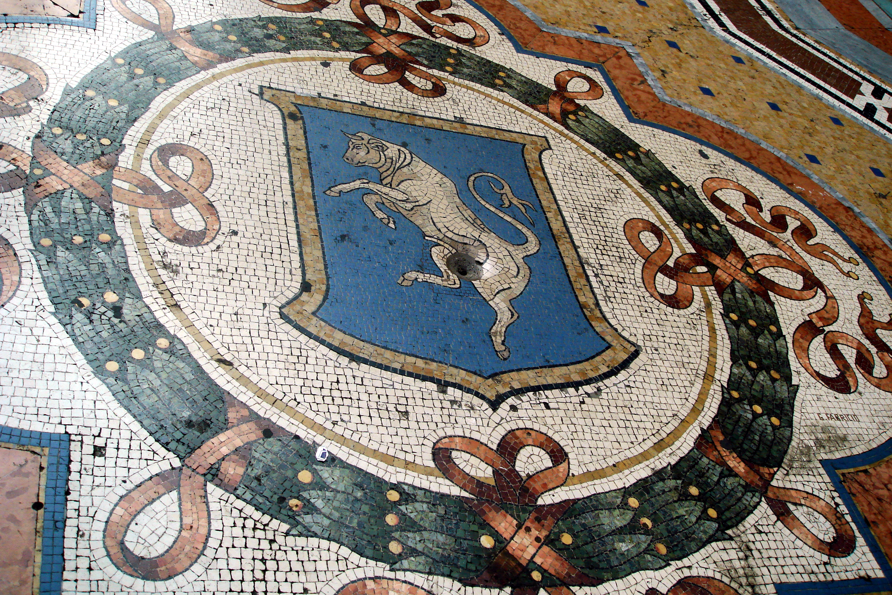 The gouged-out testicles of this bull mosaic in Italy are just two more ...