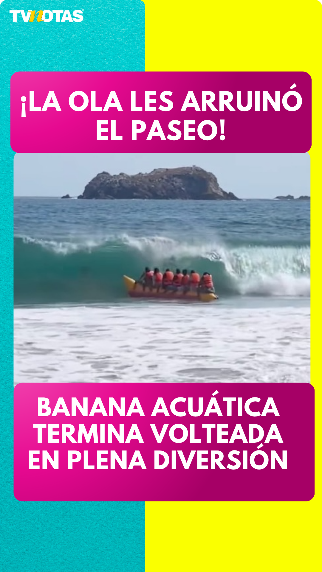 Ola voltea una banana acuática en Ixtapa-Zihuatanejo y el momento se ...