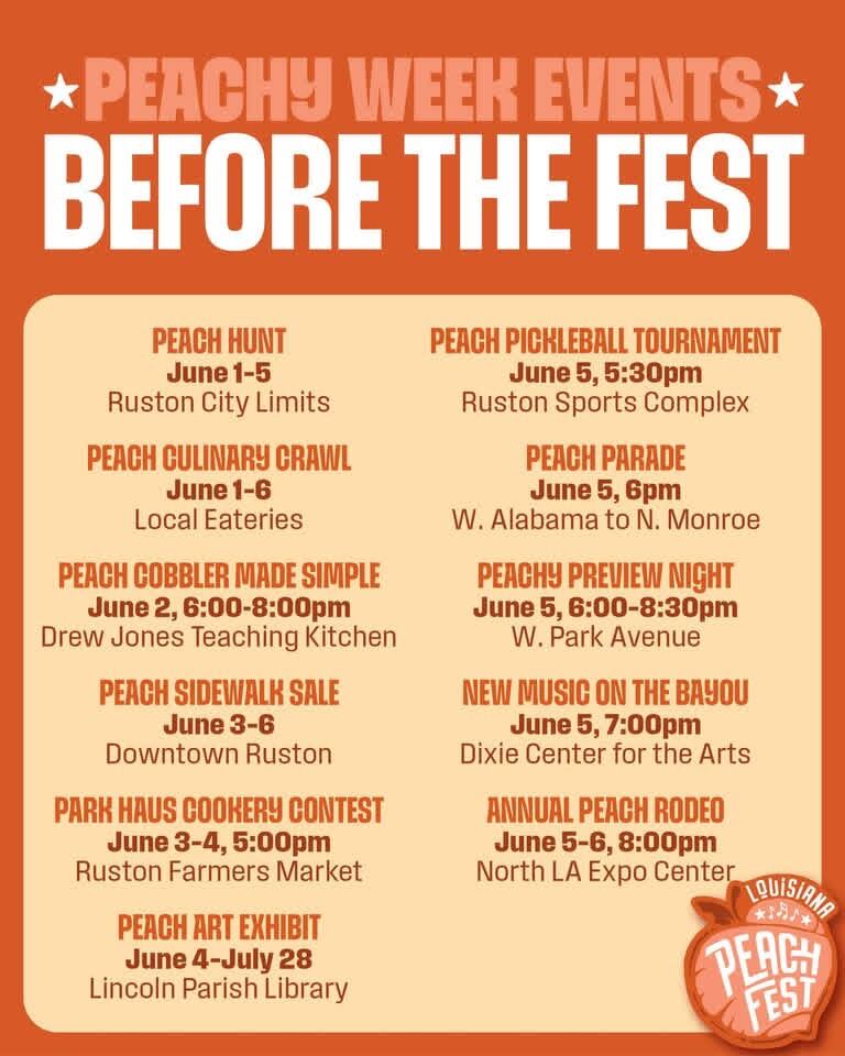 Peachy festivities begin ahead of the 76th annual Ruston Peach Festival
