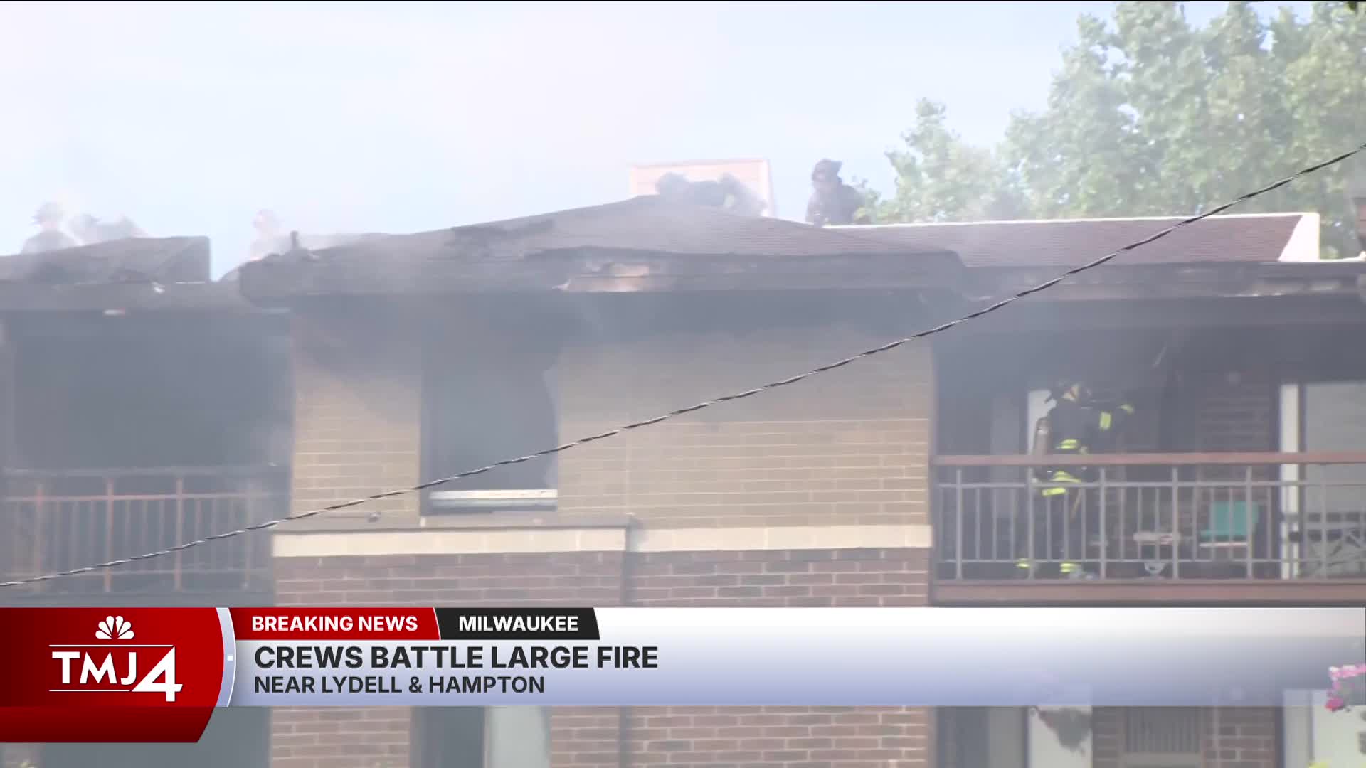 Crews battle large fire near Lydell and Hampton