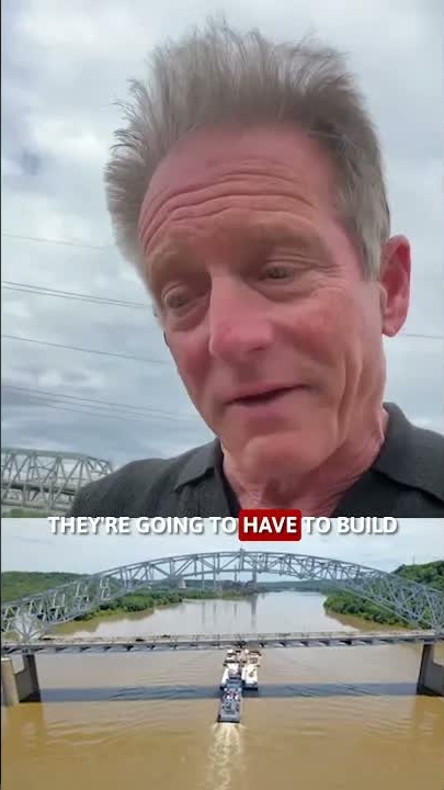 Construction barge with equipment arrives for Brent Spence Bridge project