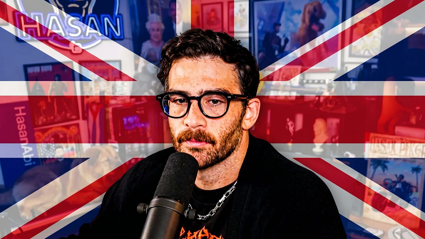 The UK just banned Hasan Piker. Twitch keeps letting him stream