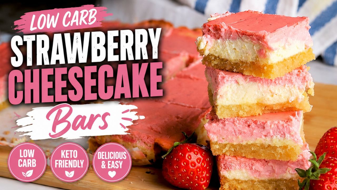Low carb strawberry cheesecake bars (almond flour crust)