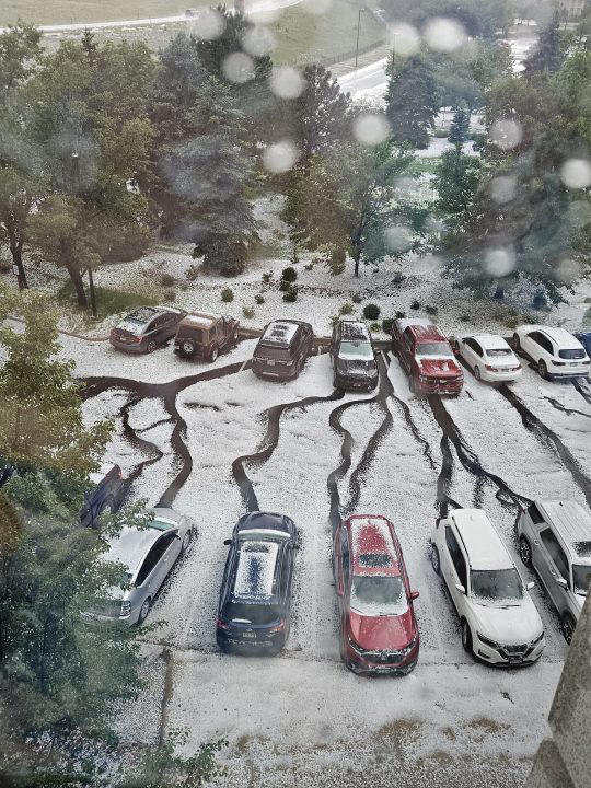 Hail blankets parts of Aurora, leaving streets, parking lots covered in ice