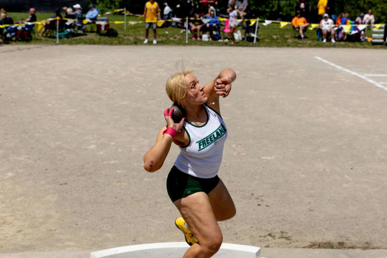 Freeland thrower continues rapid rise with first girls shot put state title