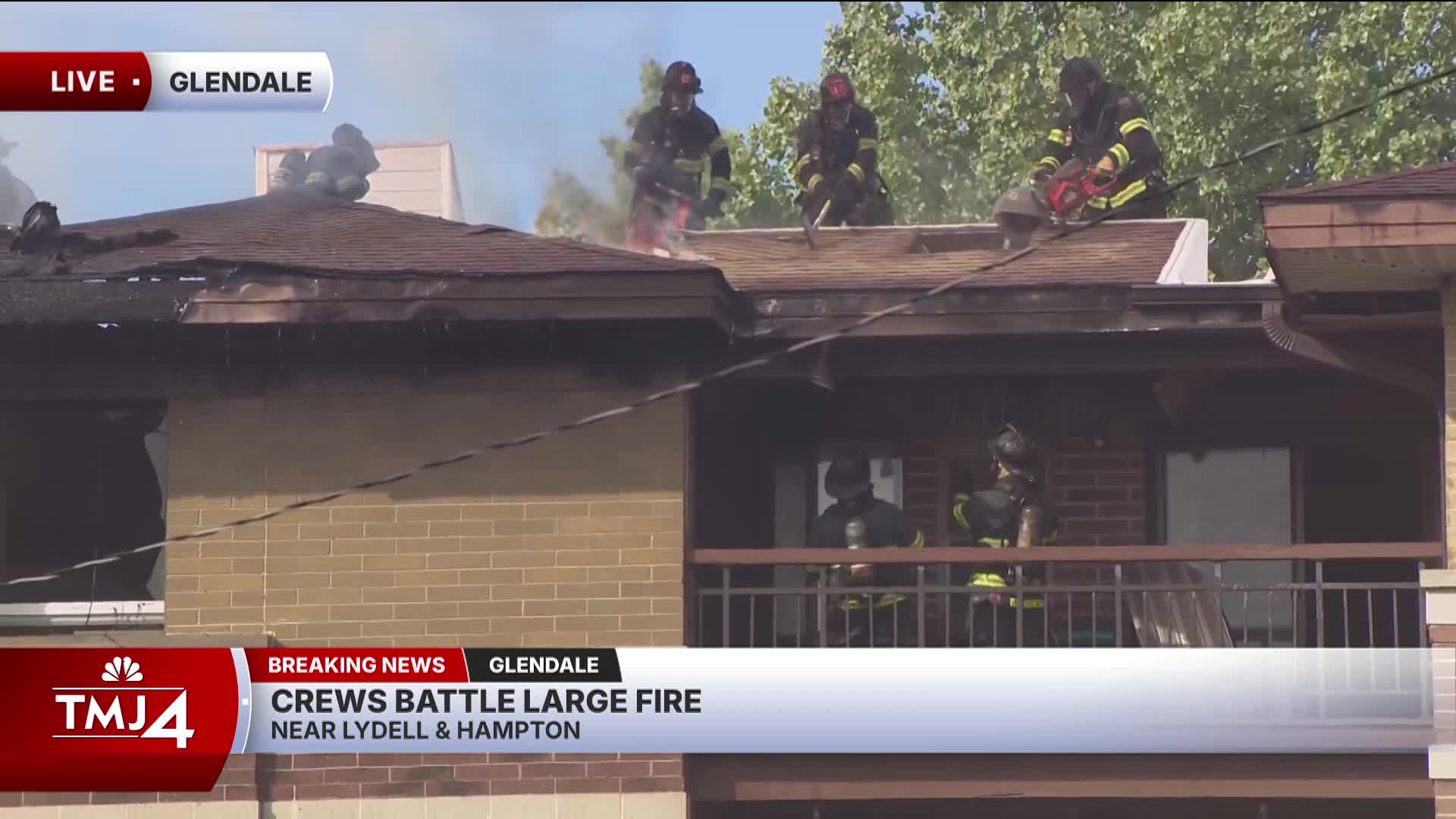 Large apartment fire burns building at Lydell and Hampton in Glendale