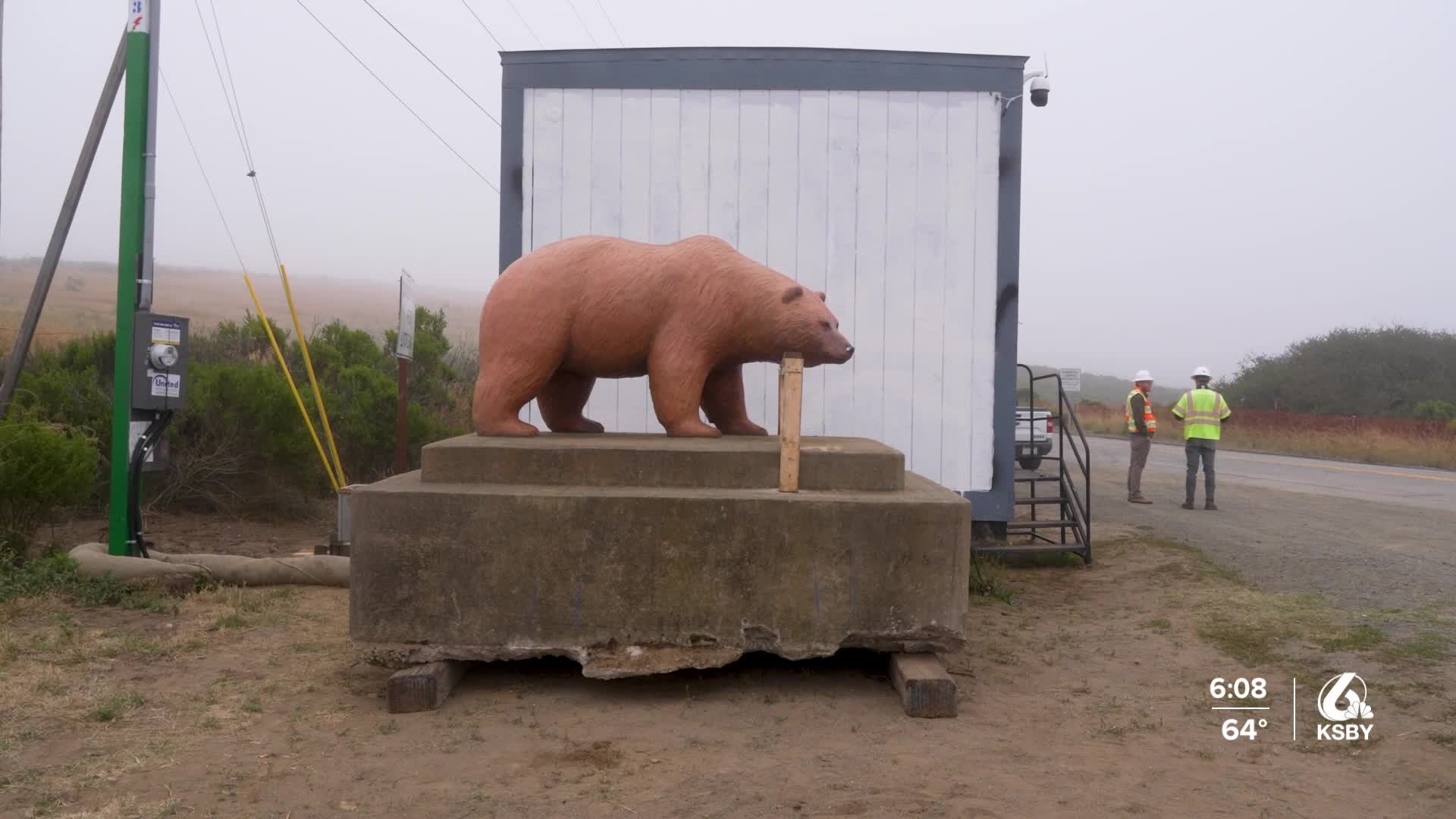 Bridge construction forces relocation of Los Osos bear statue