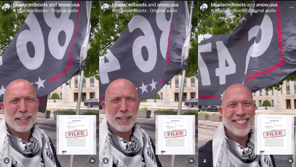 Court rules protest group’s '86 47' flag is not threat of violence ...