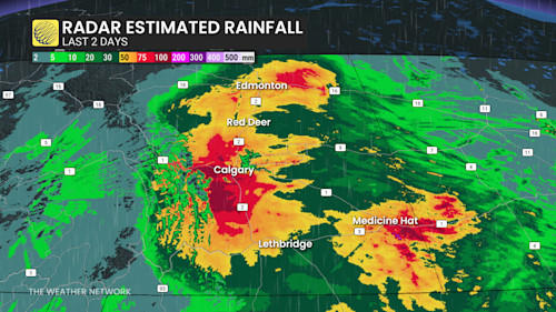 Marathon rainfall event winding down in Alberta after dropping 100+ mm
