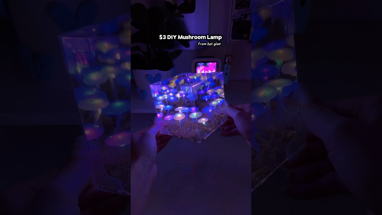 $3 DIY mushroom lamp from hot glue and mirrors | Room decor