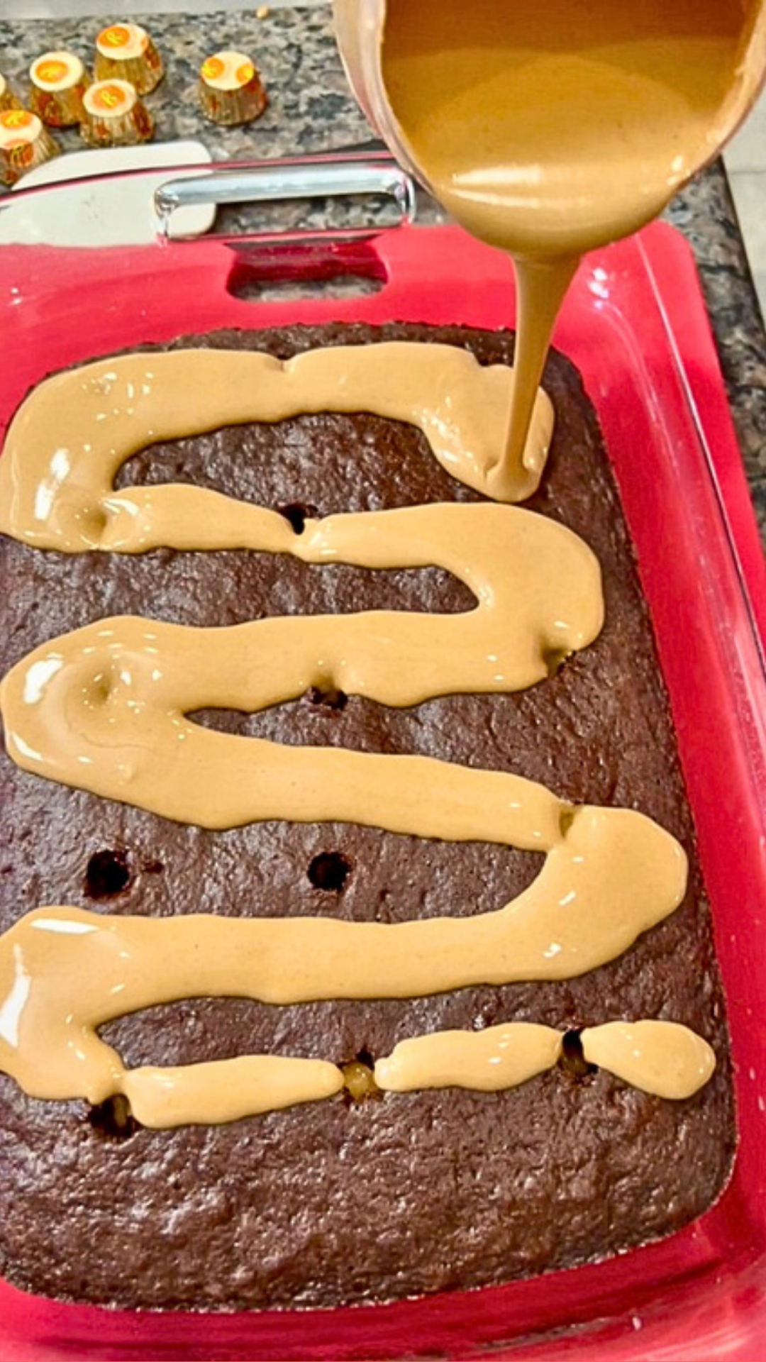 Peanut butter poke cake dessert recipe