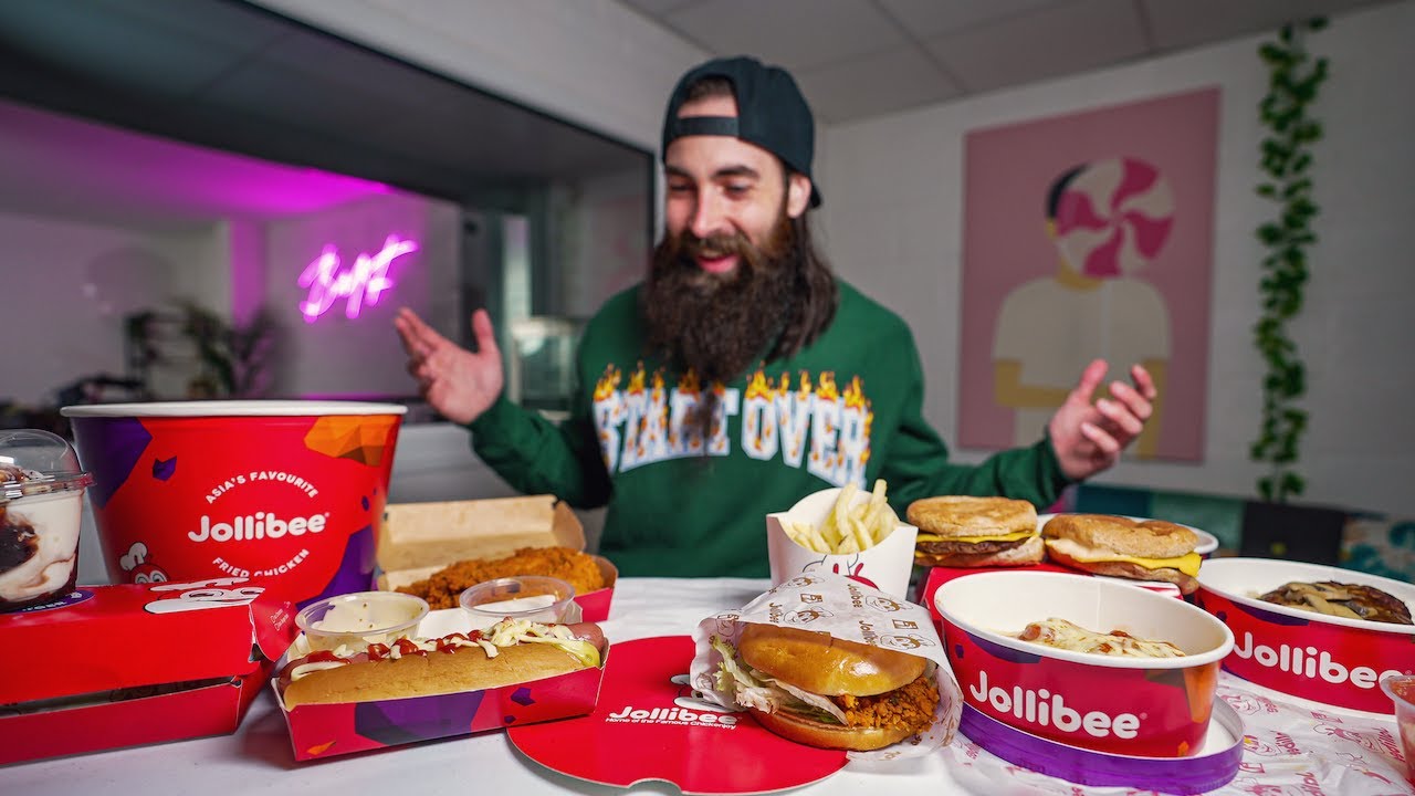 Eating the full Jollibee menu challenge | BeardMeatsFood