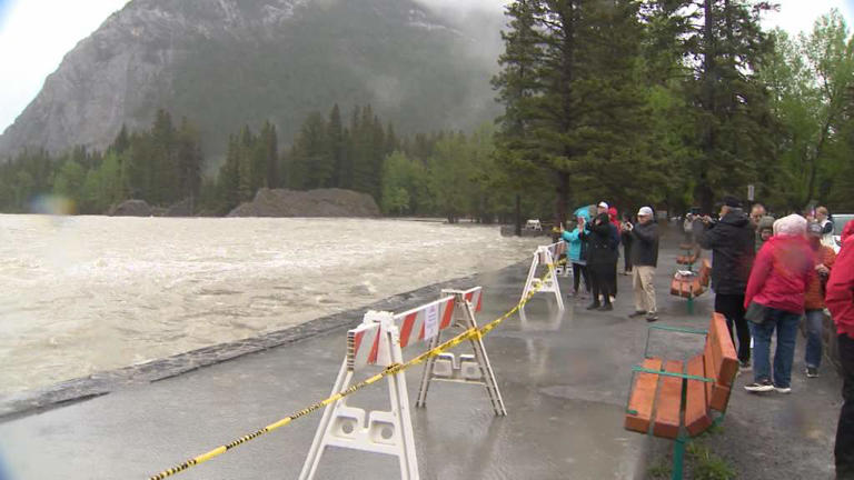 Banff monitoring Bow River for flooding amid heavy downpour, snowpack melt