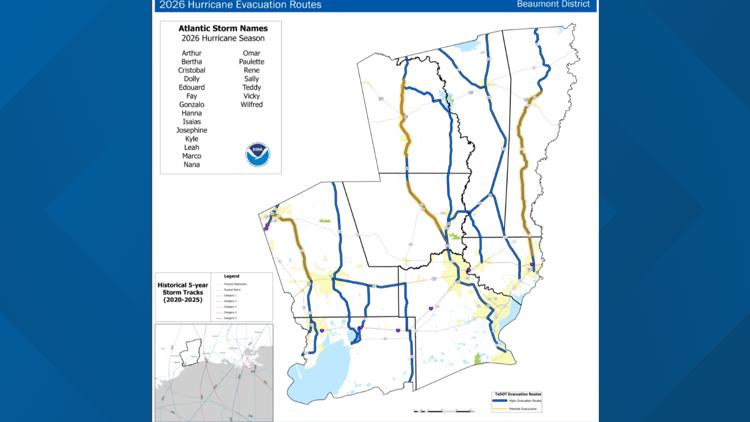 TXDOT releases 2026 hurricane evacuation routes