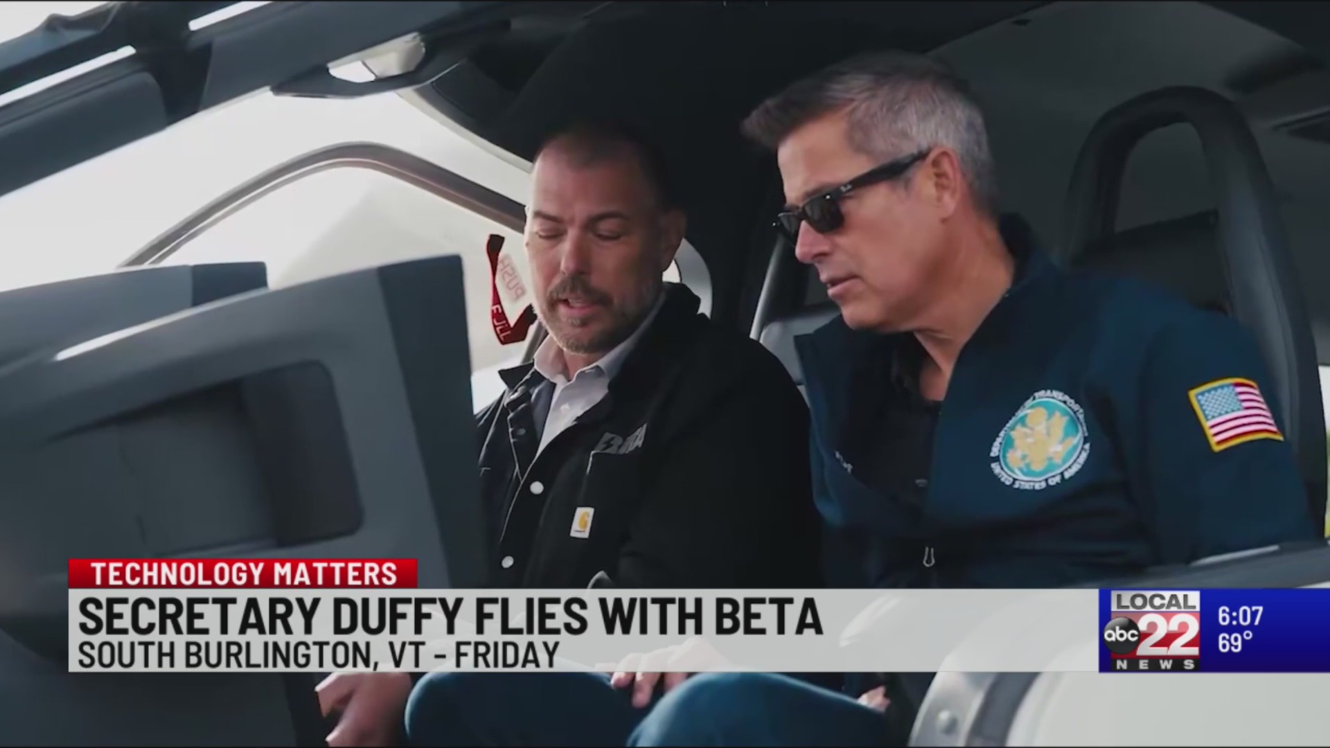 US transportation sec. flies in South Burlington