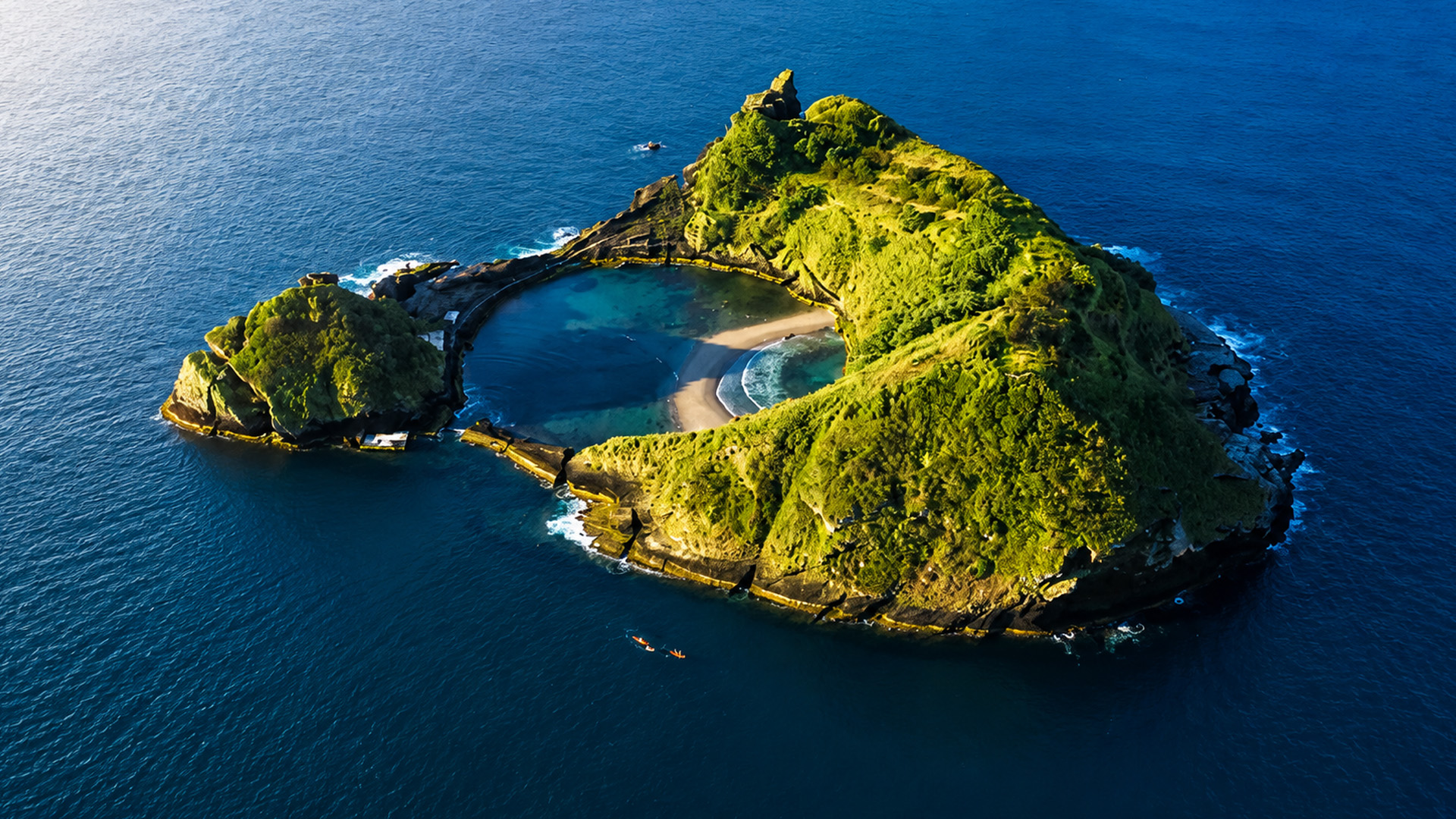 Why is there a beach inside this island?