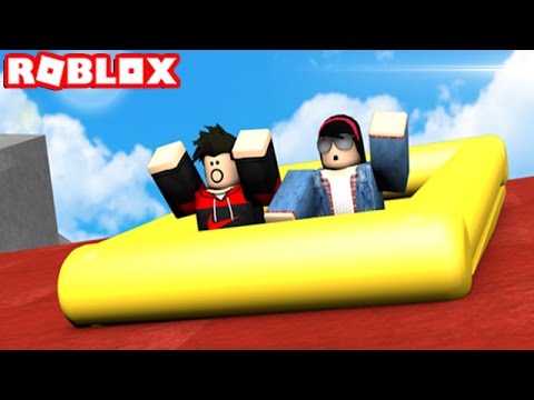 Riding down a volcano in Roblox