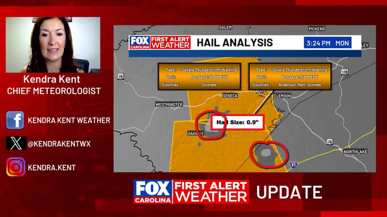 First alert: Hail, downed trees reported in parts of Upstate