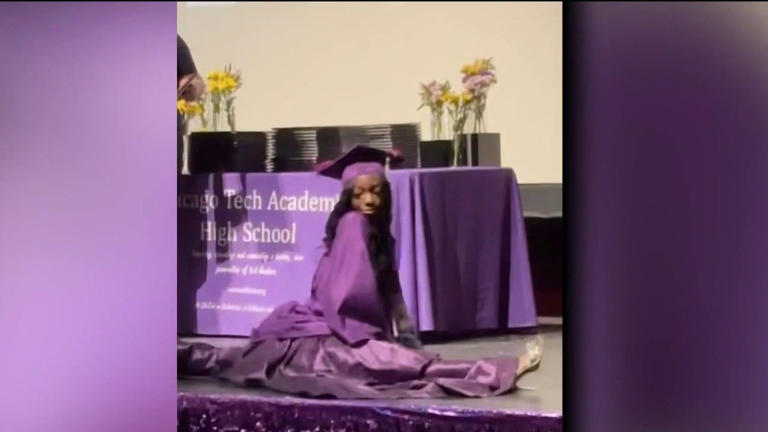 Viral graduation split ends with diploma in hand for Chicago student