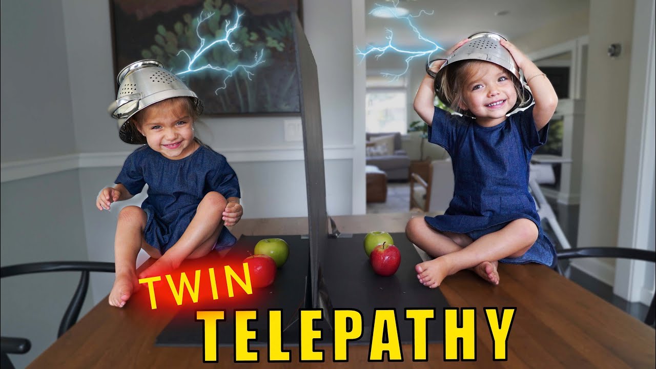 Watch adorable twins test their connection during a telepathy challenge