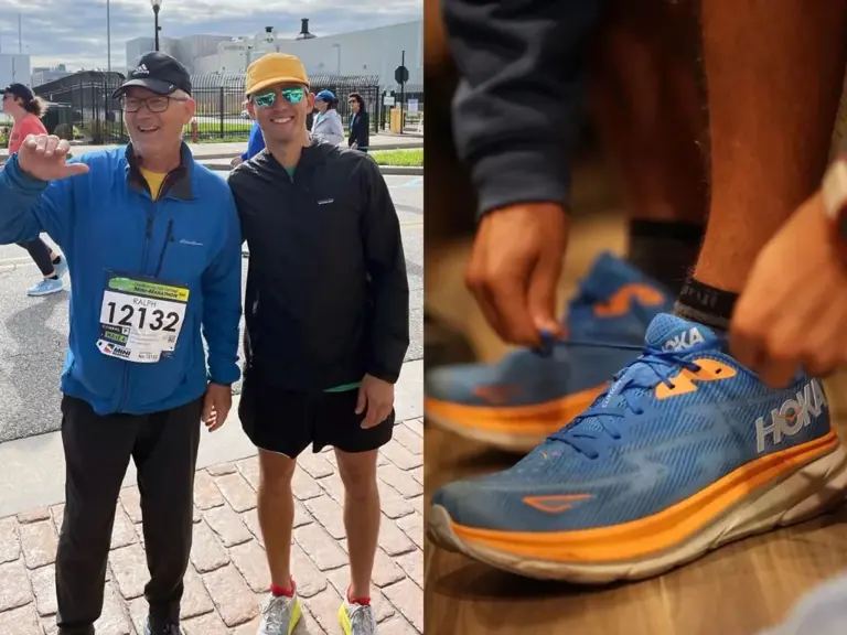 Proud son follows in late father’s footsteps by changing into his shoes ...