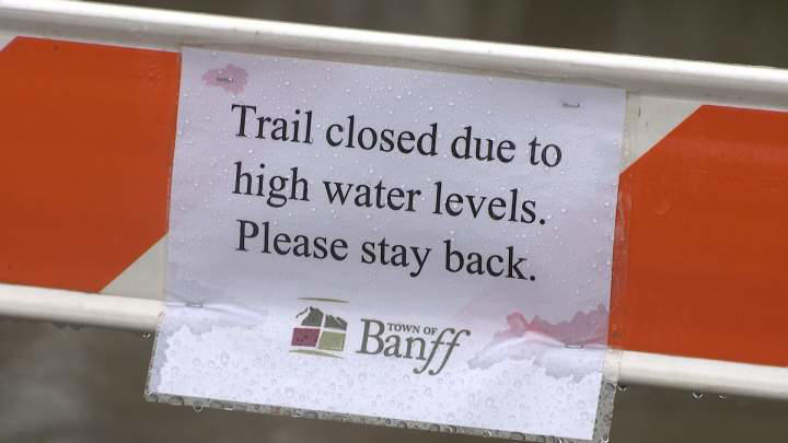Banff monitoring Bow River for flooding amid heavy downpour, snowpack melt