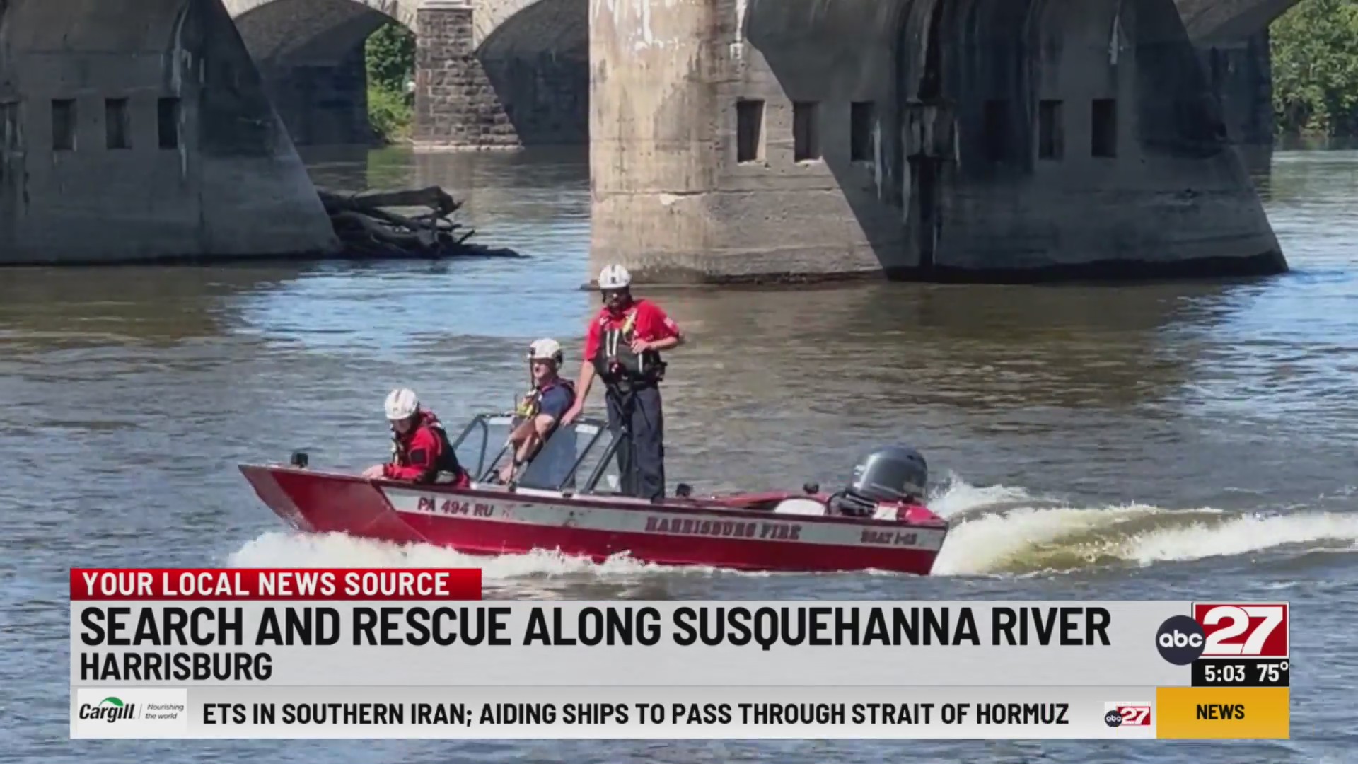 Crews search for missing person along Susquehanna River