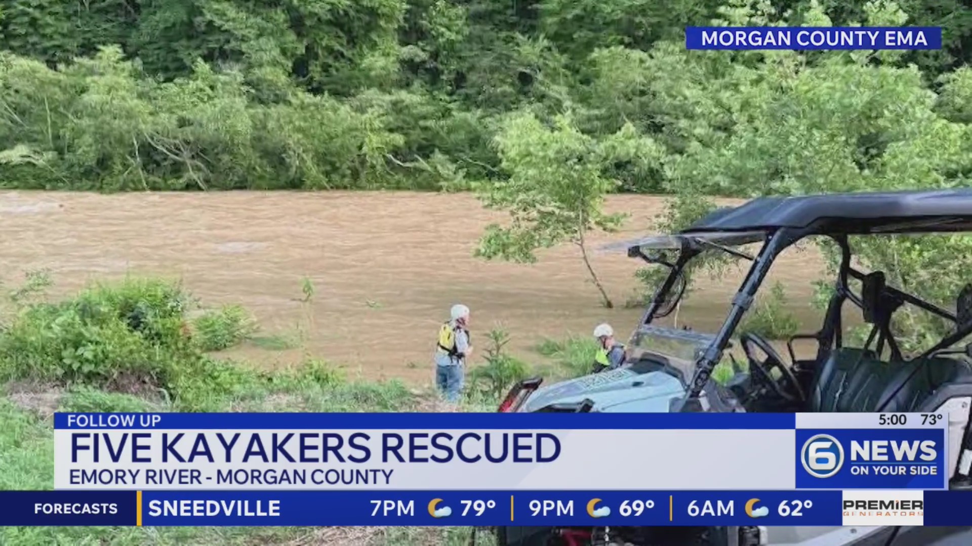 Five kayakers rescued from Emory River in Morgan County