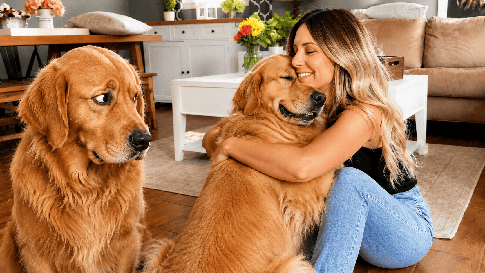 This dog took the hug personally