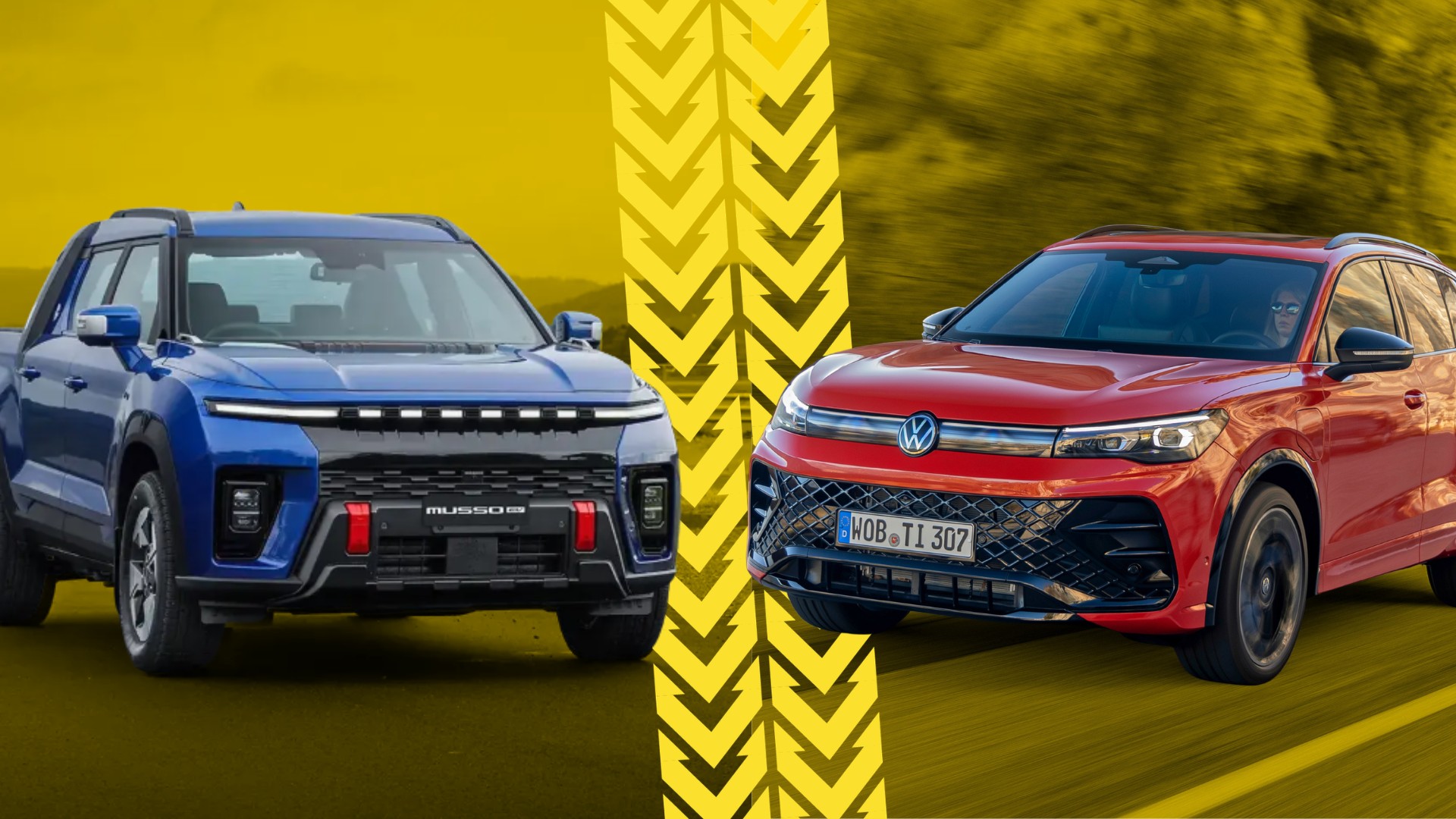 KGM Musso EV versus Volkswagen Tiguan comparison