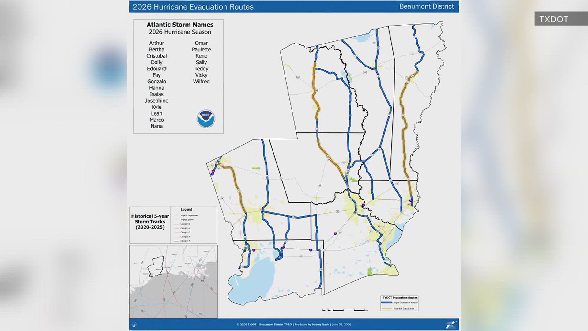 TXDOT releases 2026 hurricane evacuation routes