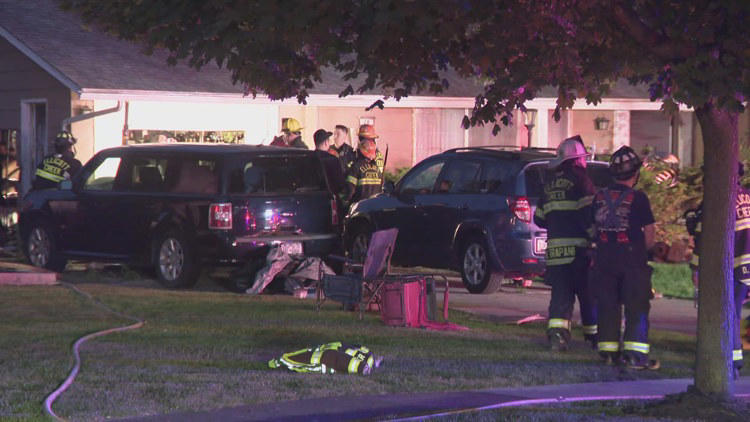 Multiple crews tackle fire in Amherst Monday night