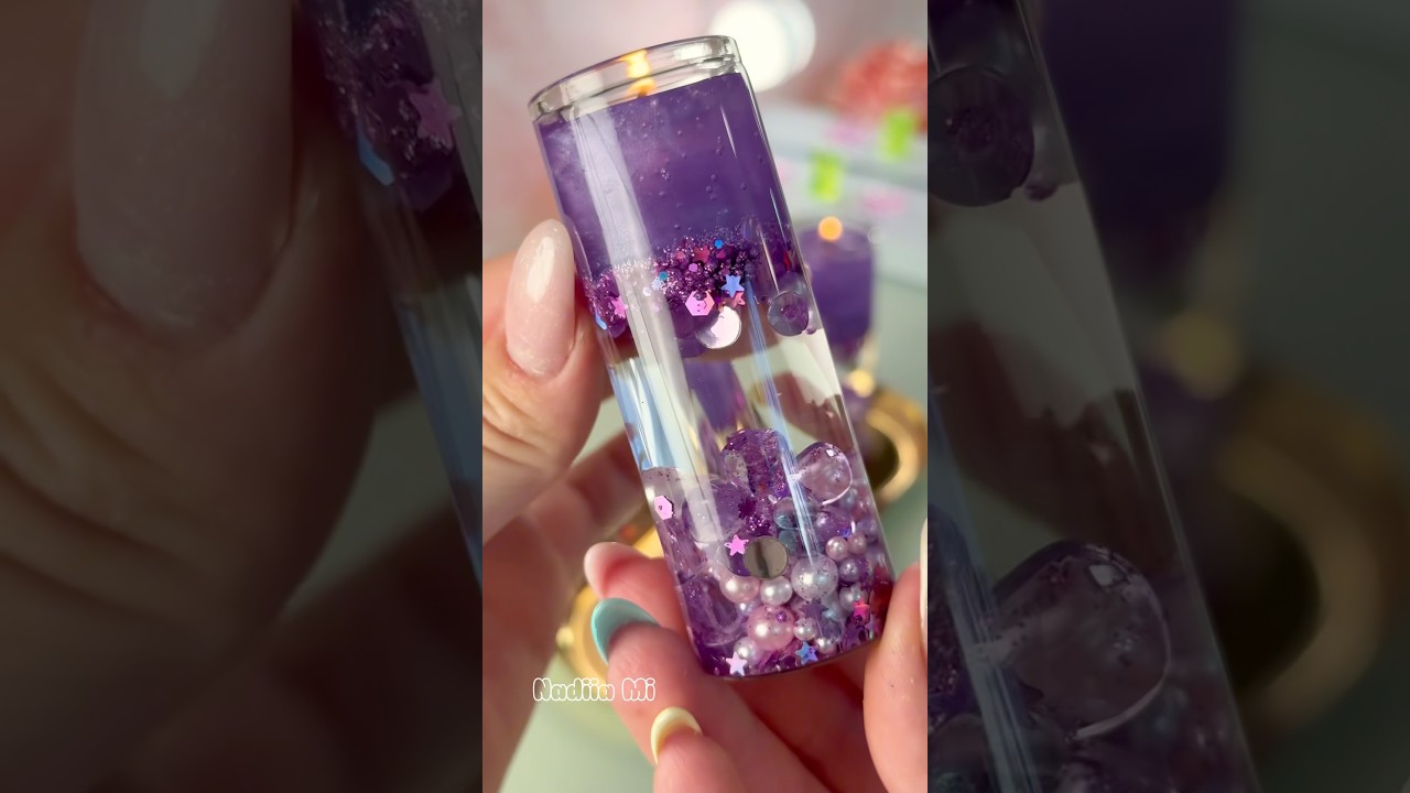 Tiny purple mini water candle handmade candle art 💜
