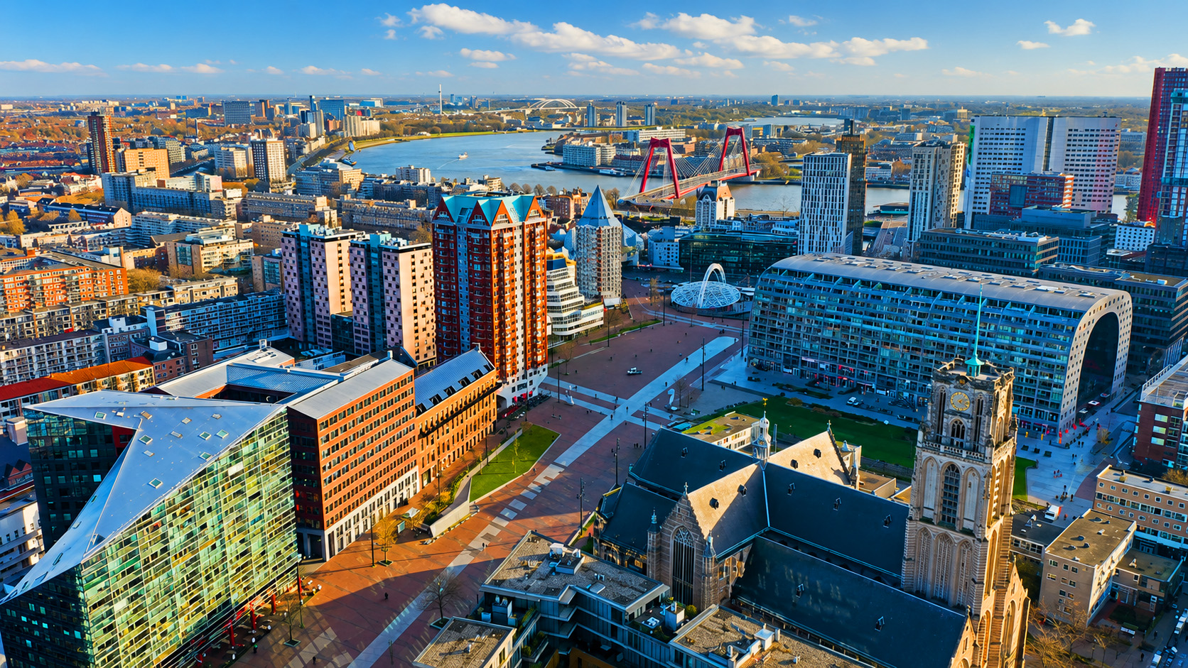 Why does Rotterdam look so futuristic compared to other Dutch cities?