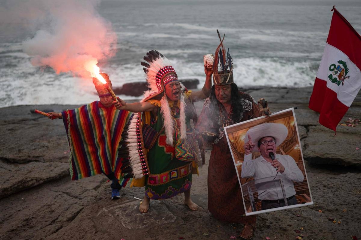 Peruvian shamans perform a blessing ritual ahead of a presidential runoff