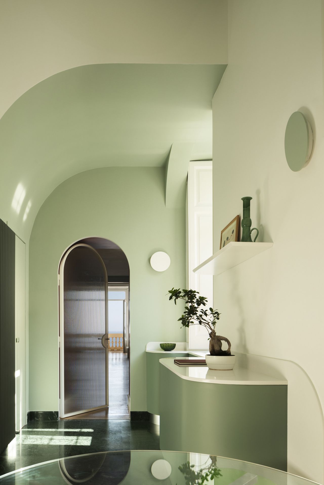 The silky chiffon-like sea green inspiring interior designers right now