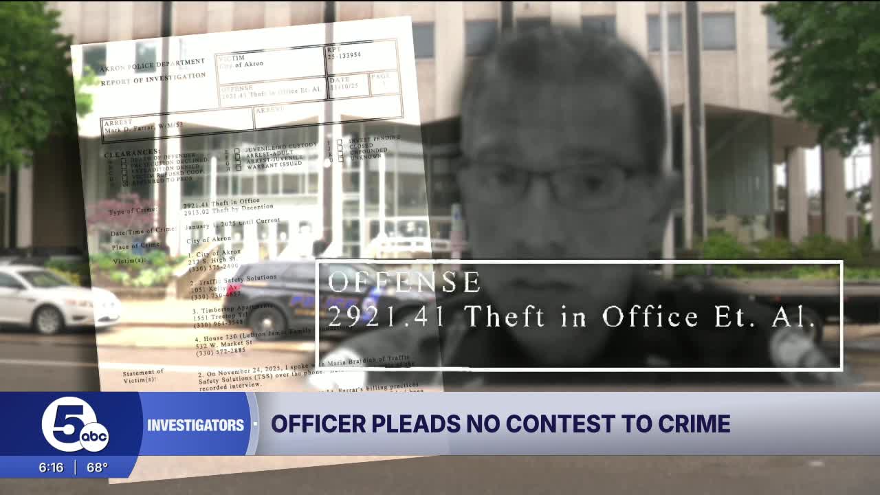 How did an Akron police officer end up on the wrong side of the law?
