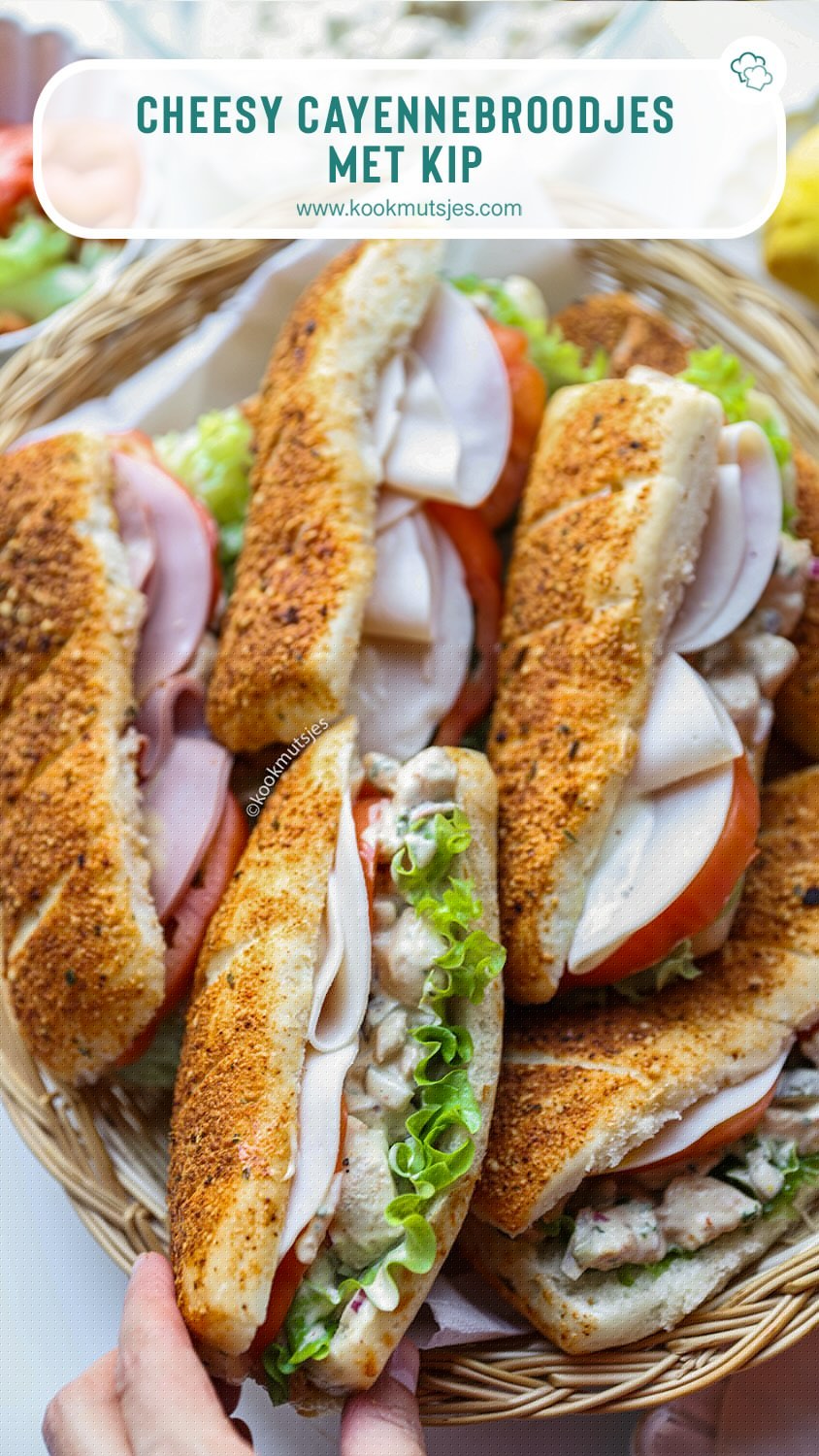 Cheesy cayennebroodjes met kip hartig recept
