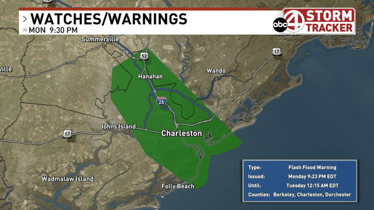 Flash flood warning for Charleston County cancelled