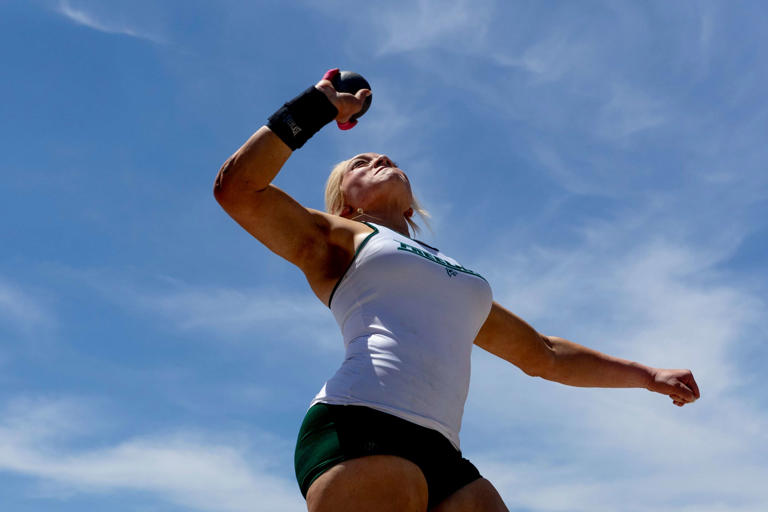 Freeland thrower continues rapid rise with first girls shot put state title