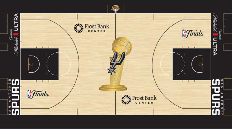 NBA brings back iconic Finals court logos for Spurs-Knicks championship ...