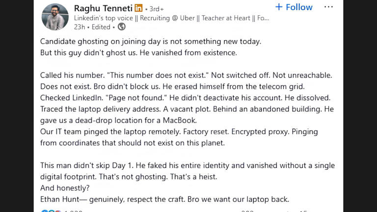 Uber recruiter claims new hire 'vanished from existence' after ...