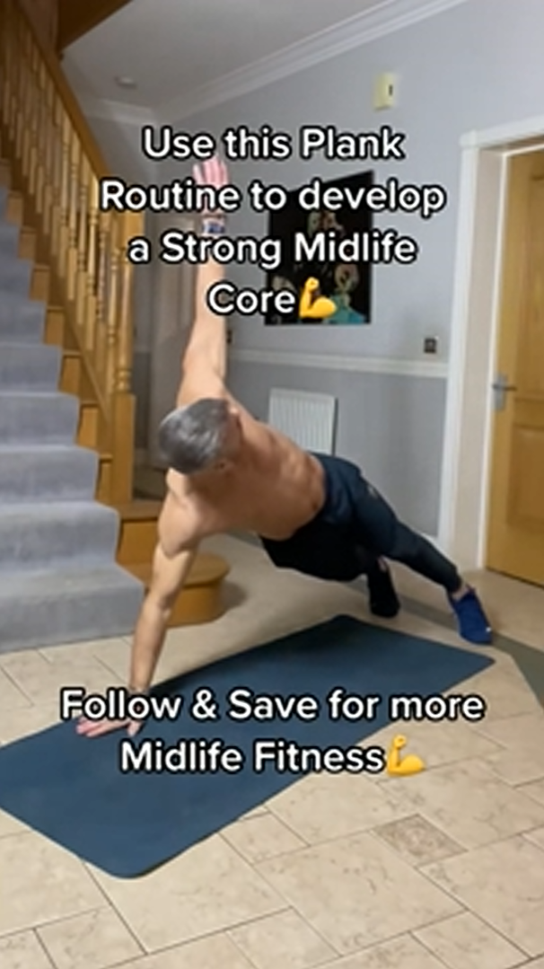Midlife fitness plank challenge for abs and stability