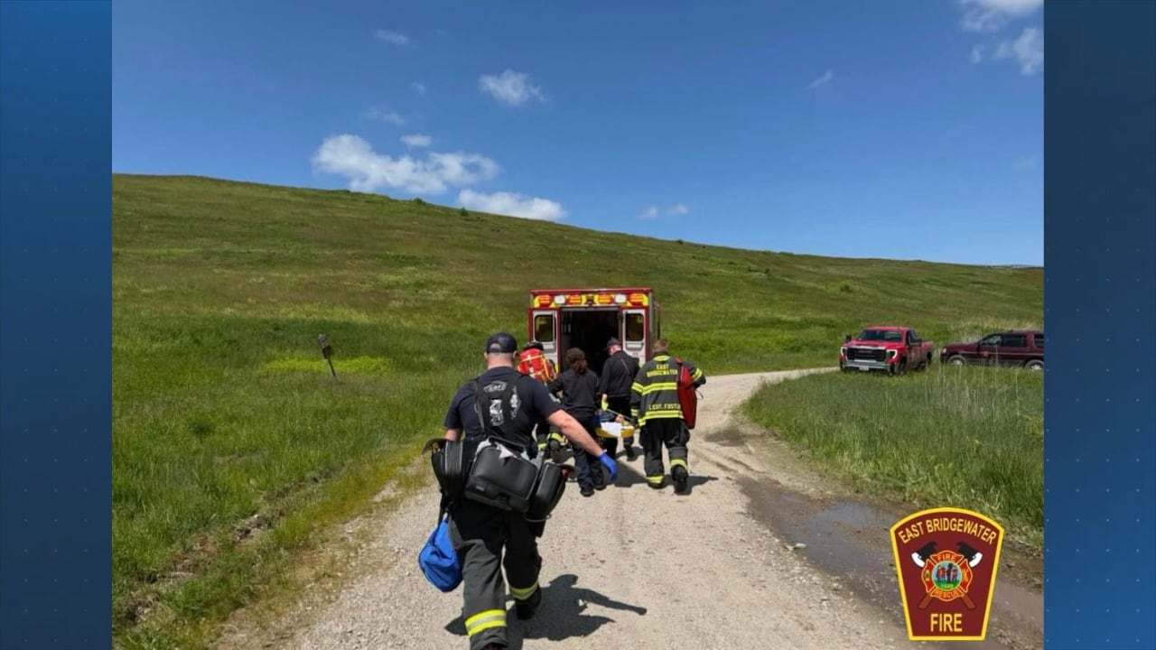 Man hospitalized after lawn mower flips over in East Bridgewater