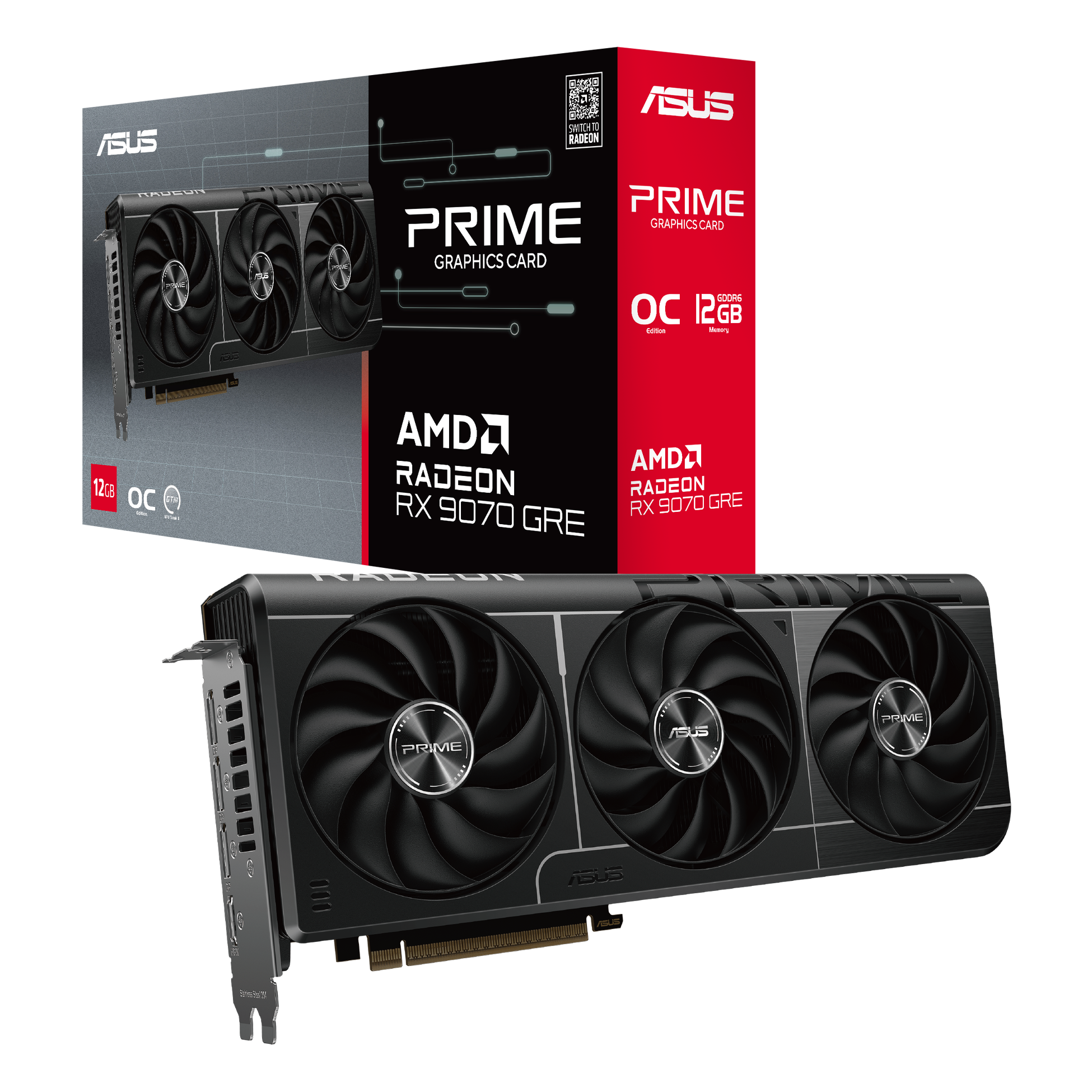 ASUS、Radeon RX 9070 GRE搭載「PRIME-RX9070GRE-O12G-EVO」発表 小型PC向け新GPU