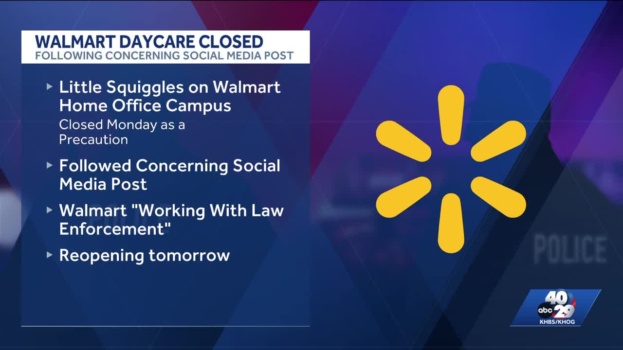 Daycare on Walmart Home Office campus to reopen Tuesday after online threat