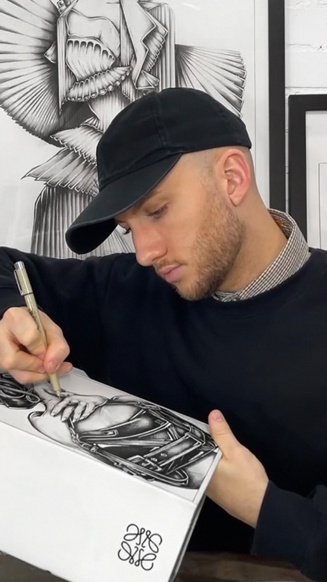 Behind the scenes illustrating on Loewe packaging