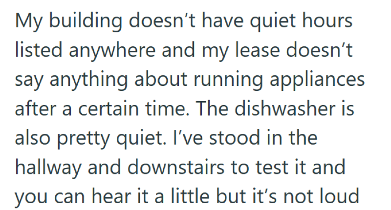 Apartment dweller runs dishwasher after 9 PM, downstairs neighbor ...
