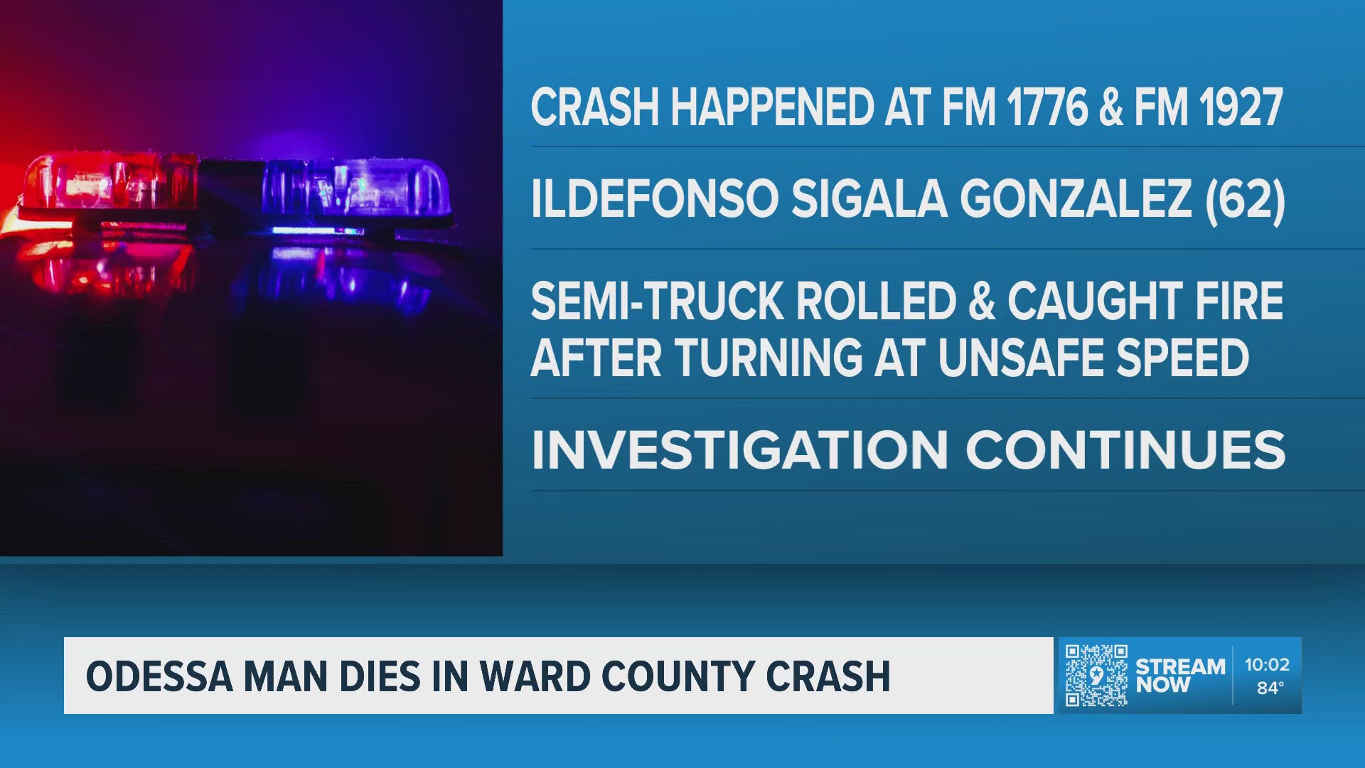 One person dead after fiery single-vehicle crash in Ward County